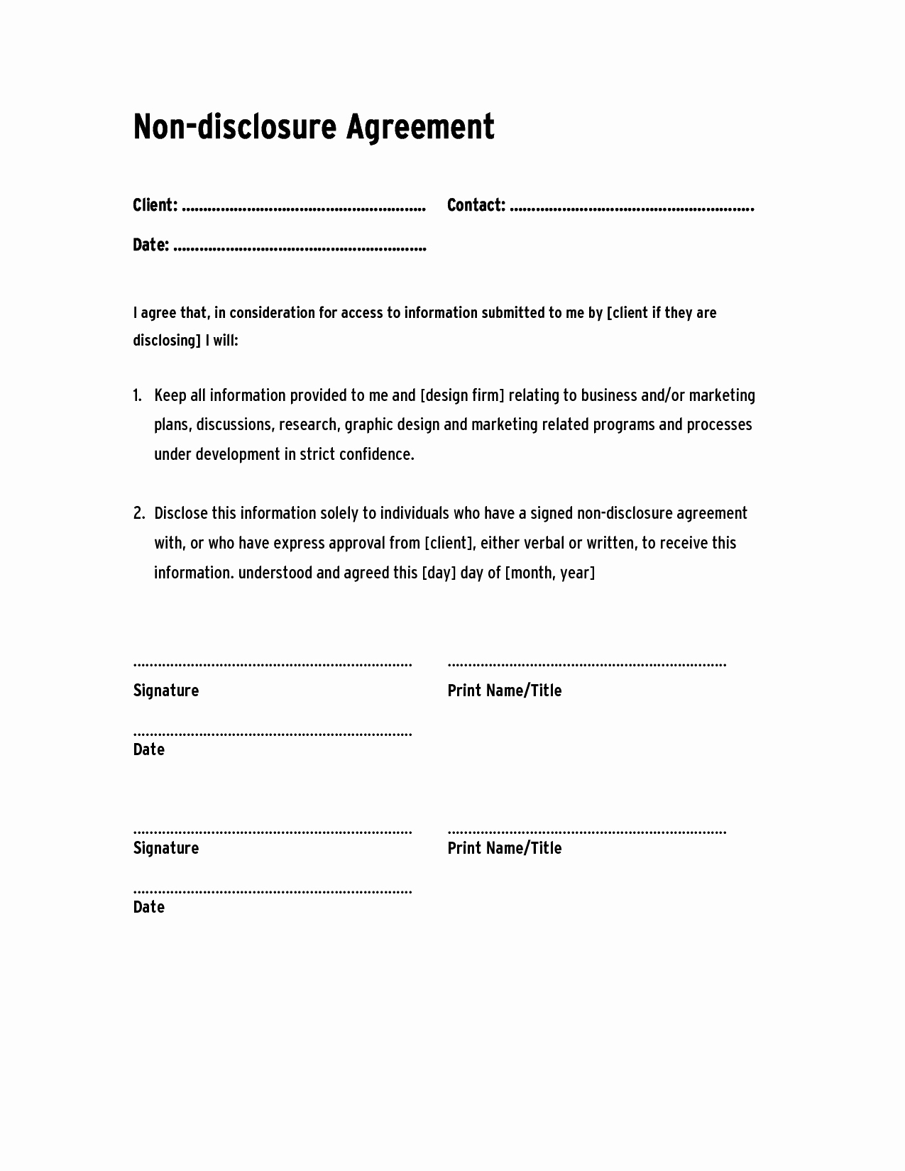 Basic Non Disclosure Agreement Emmamcintyrephotography