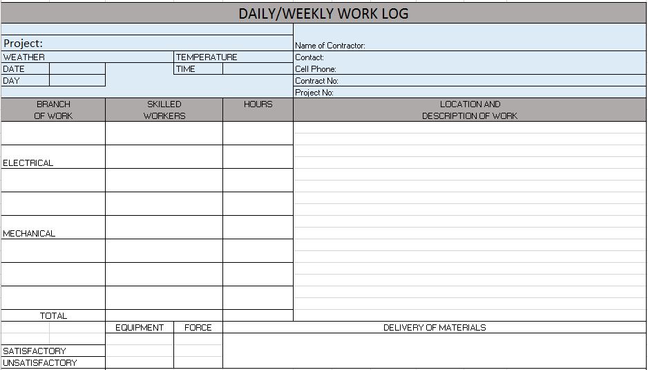 Construction Daily Report Template Excel Emmamcintyrephotography