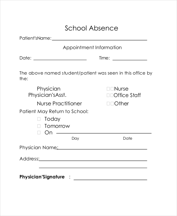 Doctor Note For School Absence Emmamcintyrephotography