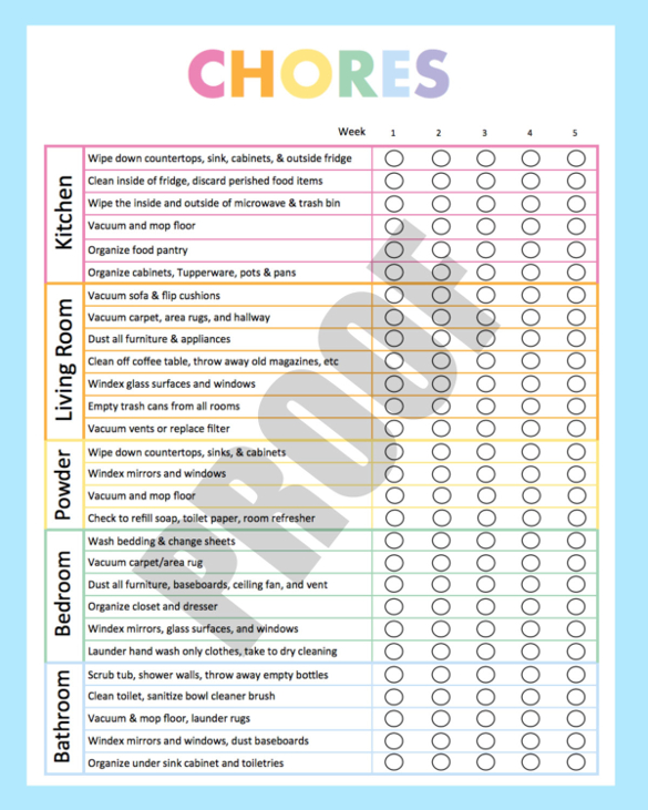 Editable Cleaning Schedule Template Emmamcintyrephotography