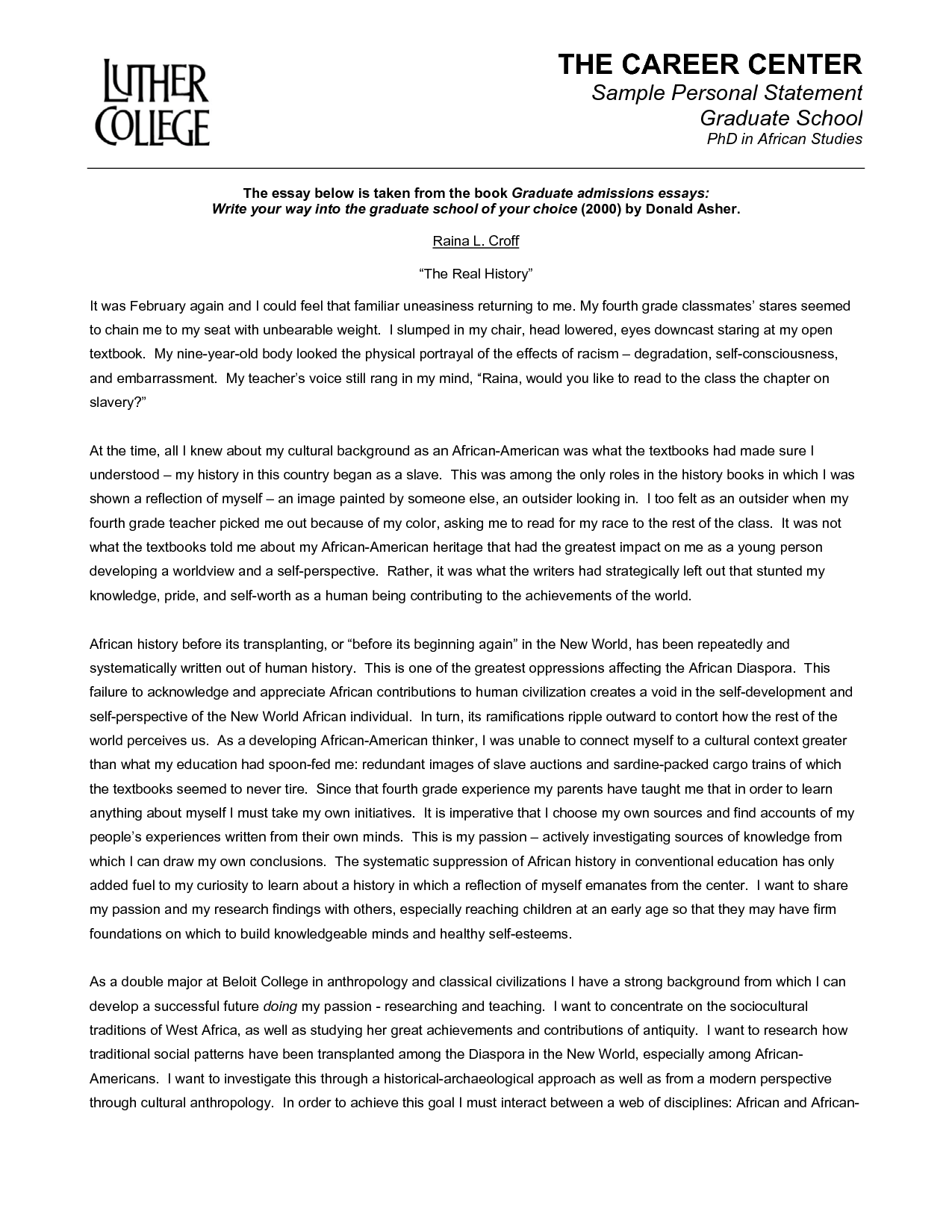 How To Write Personal Statement For Graduate School Example Graduate 
