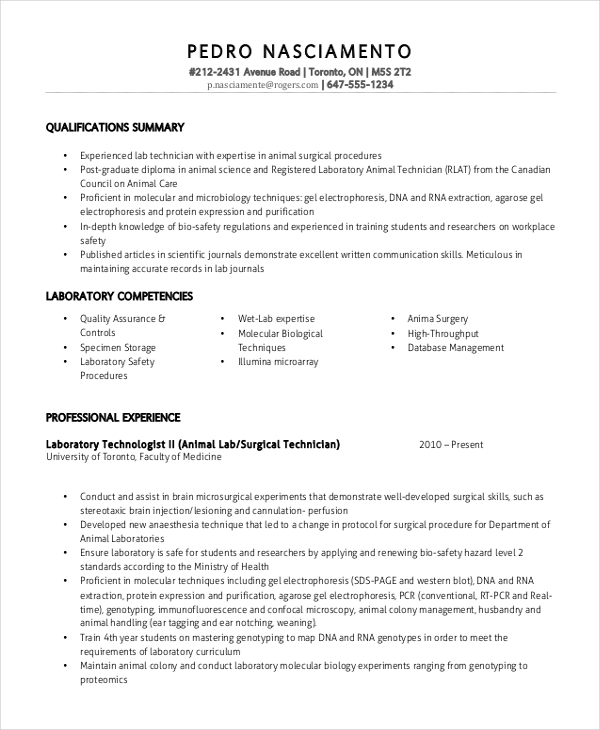 Laboratory Technician Resume Emmamcintyrephotography