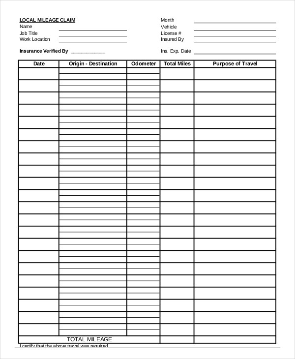 Mileage Reimbursement Form Emmamcintyrephotography