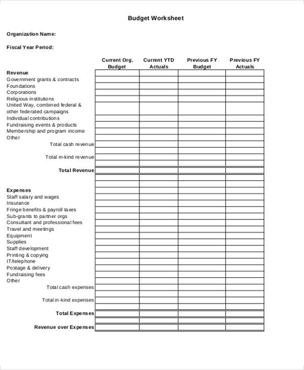 Non Profit Budget Template Emmamcintyrephotography