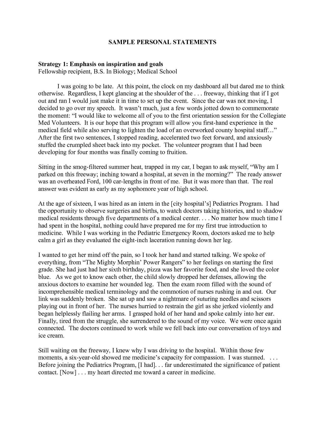Personal Statement For Graduate School Examples 