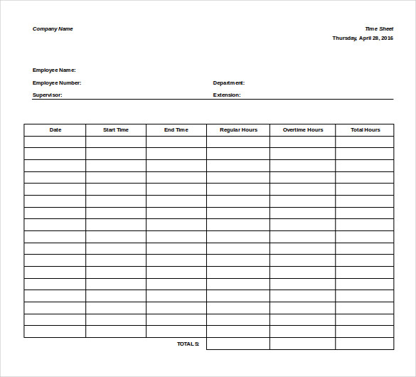 Printable Weekly Timesheet Template Word