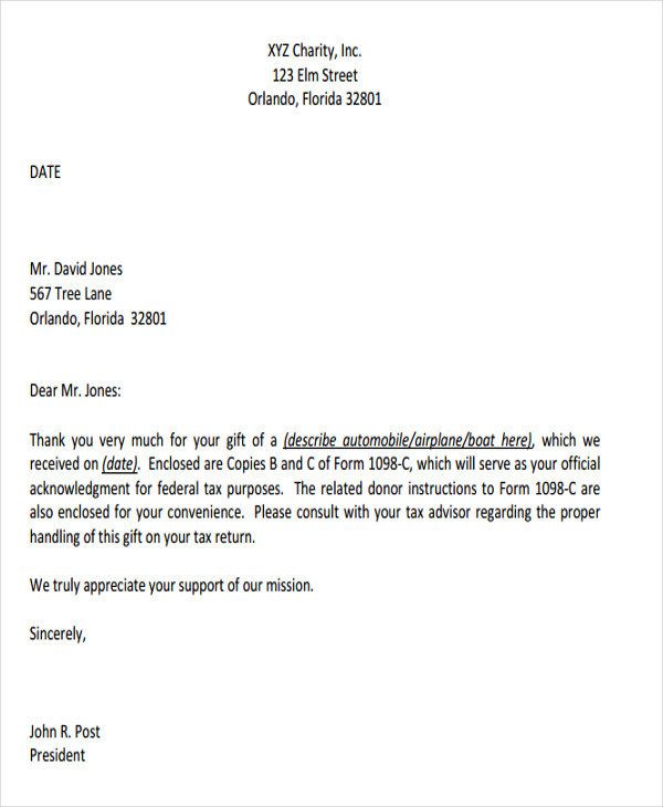 Charitable Donation Letter Template Emmamcintyrephotography