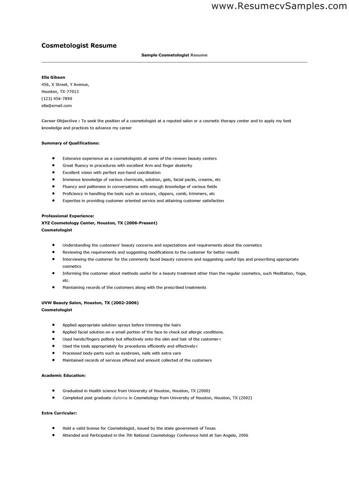 Cosmetology Resume Templates Emmamcintyrephotography