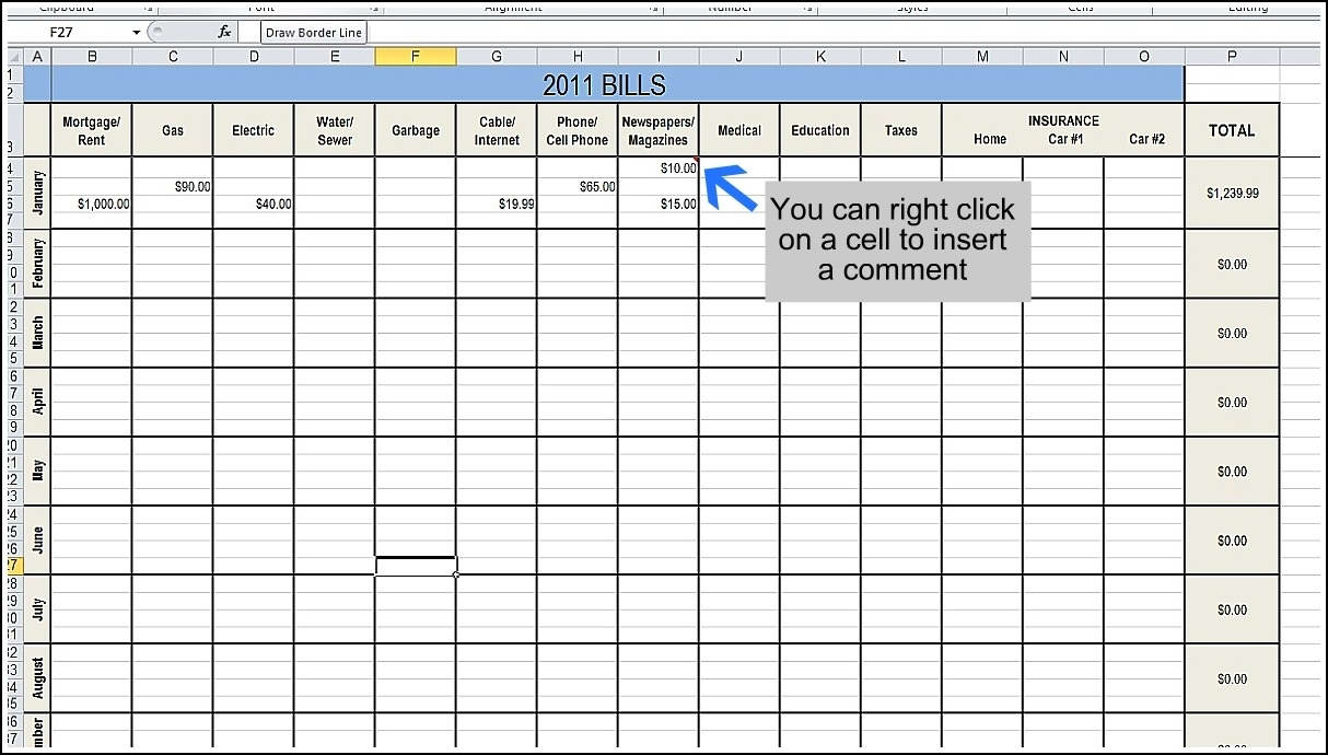 Excel Bill Tracker Emmamcintyrephotography