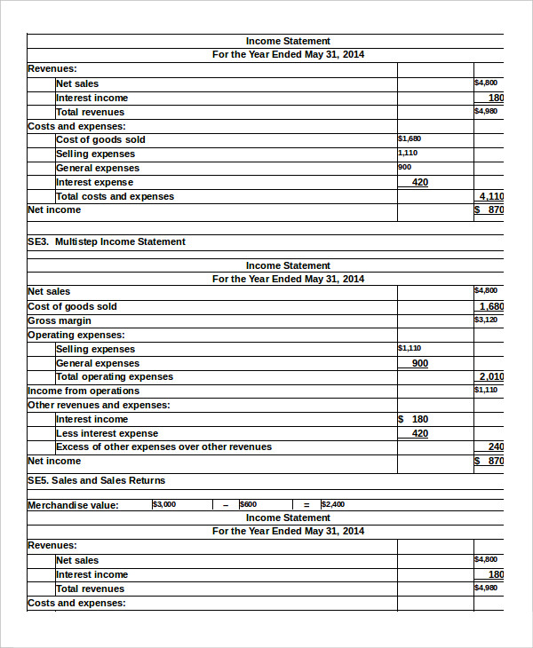 Excel Income Statement Emmamcintyrephotography