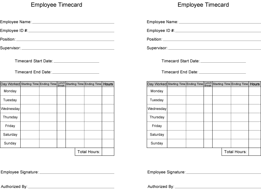 Free Time Card Template Emmamcintyrephotography