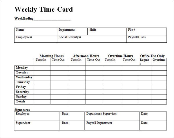 Free Time Card Template Emmamcintyrephotography