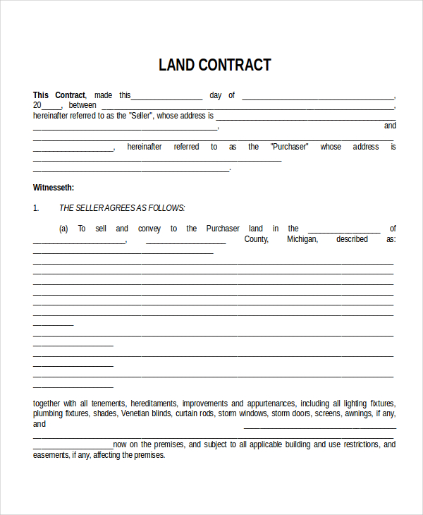 Land Contract Template Emmamcintyrephotography