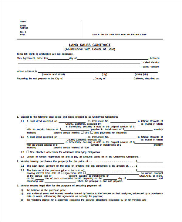 Land Contract Template Emmamcintyrephotography