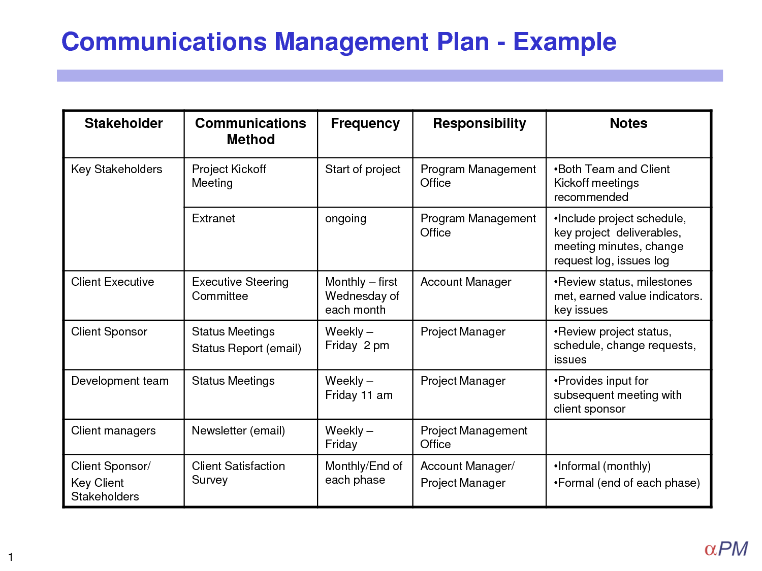 Project Communication Plan Template Emmamcintyrephotography