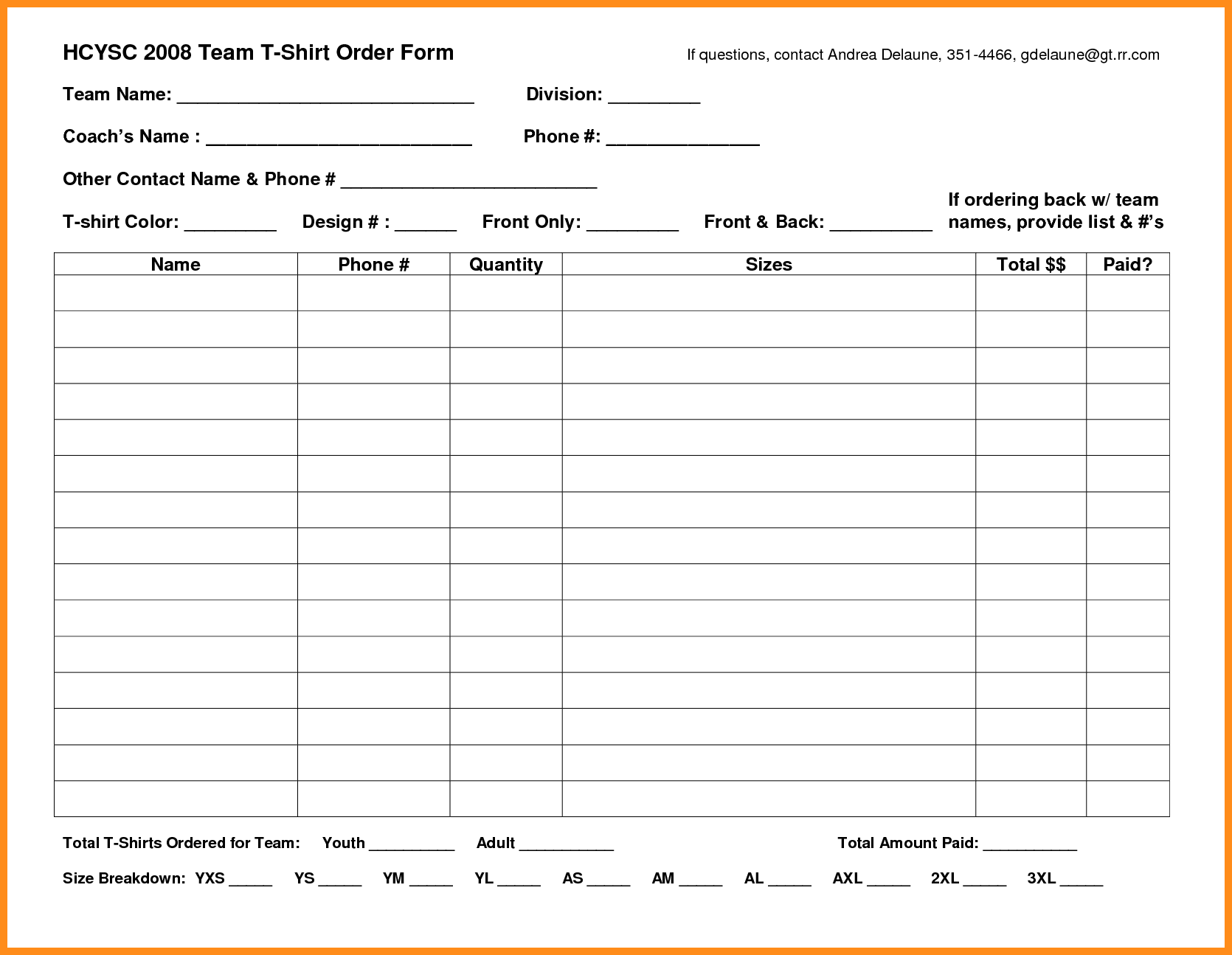T Shirt Order Form Template Excel Emmamcintyrephotography
